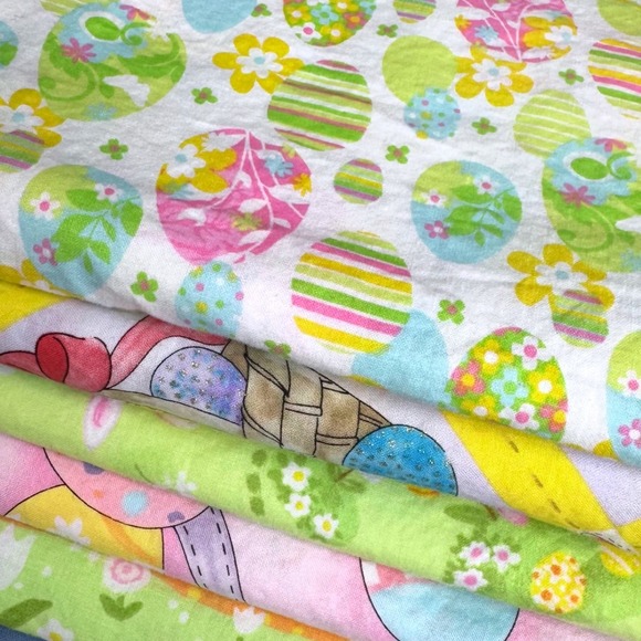 Other | Set Of 5 Easter Spring Print Cotton Fabrics 4 34 Yards Cotton ...